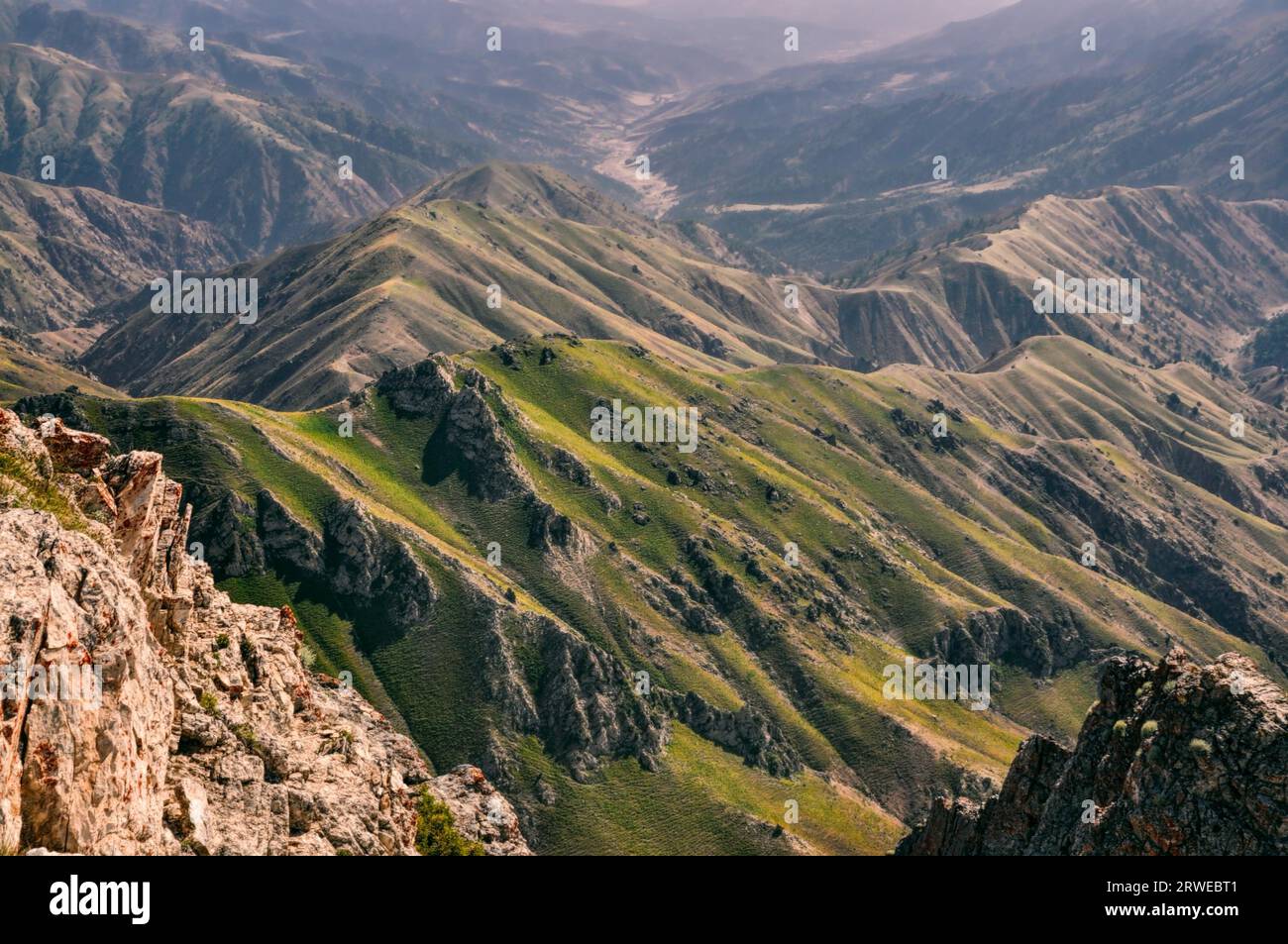 Scenic landscape of Tian Shan mountain range near Chimgan in Uzbekistan Stock Photo - Alamy