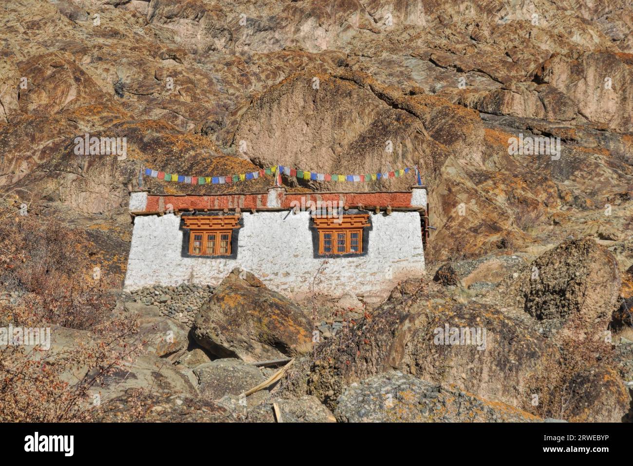 Part of Hemis Monastery built into a mountain Stock Photo - Alamy
