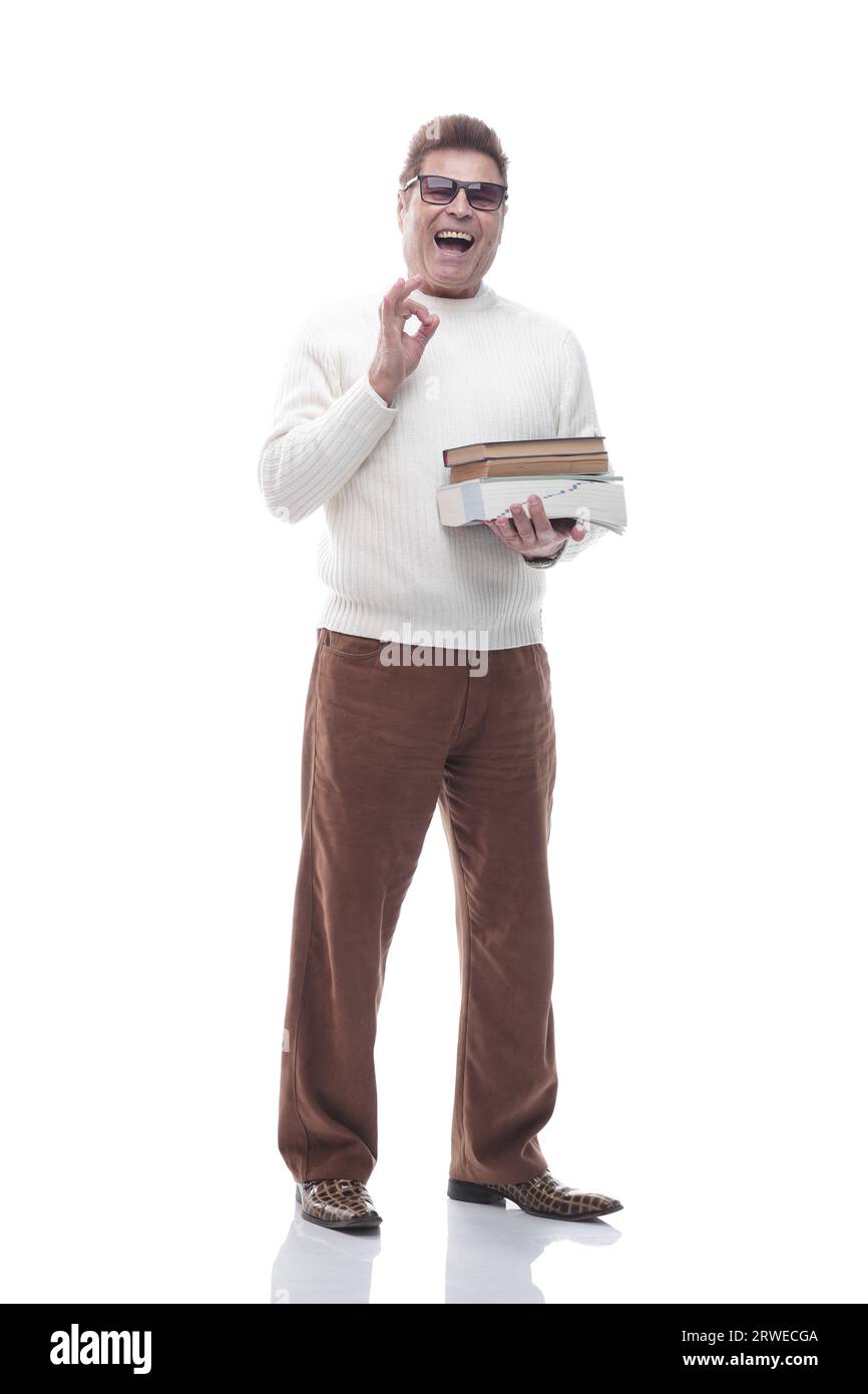 full- length . smiling adult man with a stack of documents Stock Photo ...