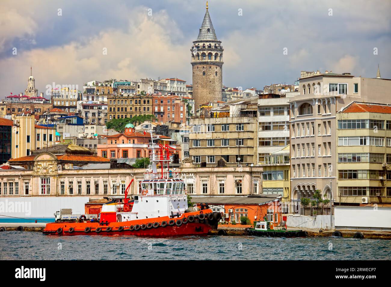 Beyoglu district historic architecture and Galata tower medieval ...