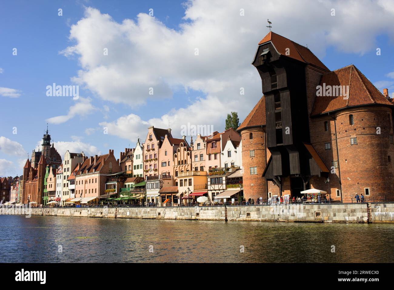 Gdansk (Danzig) Old Town waterfront along the river Motlawa in Poland ...