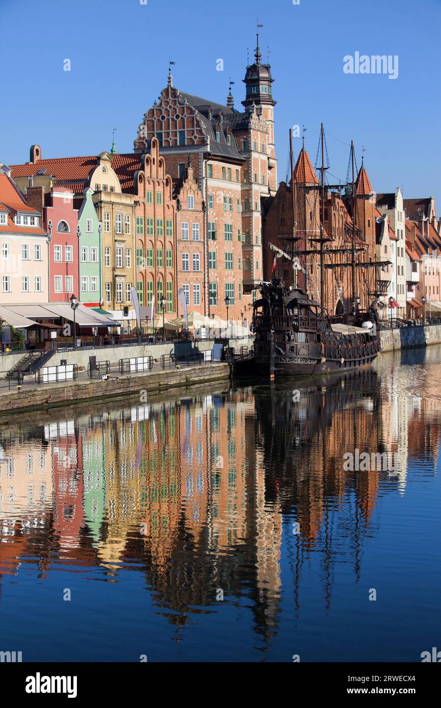 Old Town houses waterfront architecture with reflections on Motlawa ...