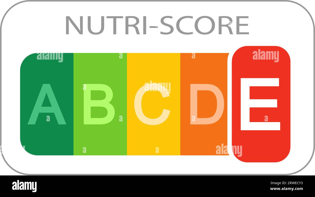 Nutri Score label with detached E classification letter on white ...