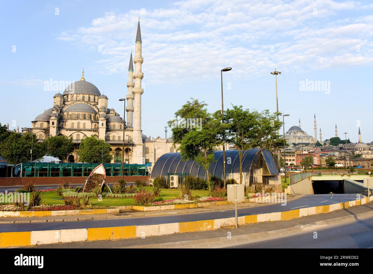 City of Istanbul in Turkey, Eminonu district, on the left New Mosque ...