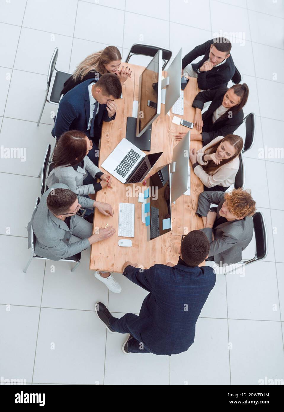 top view. project Manager at a meeting with the business team Stock ...