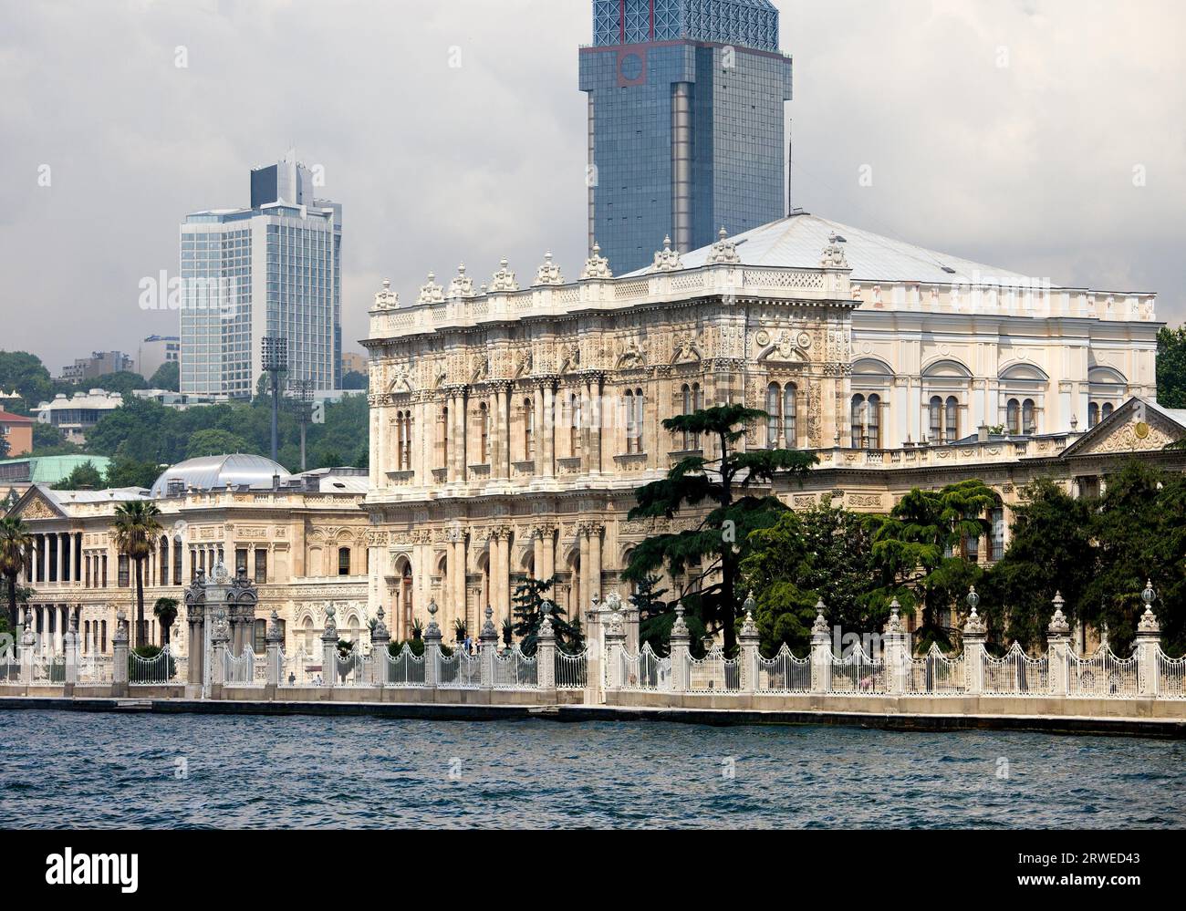 Dolmabahce Palace, view from the Bosporus Strait in Istanbul, Turkey ...