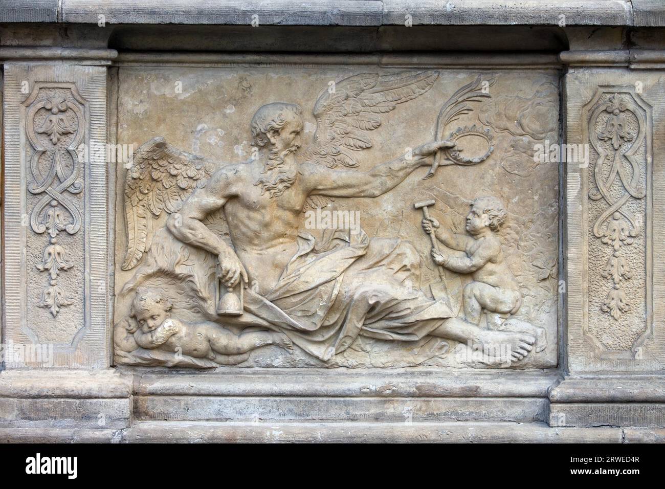 18th century bas-relief of the Chronos (God in Greek mythology ...