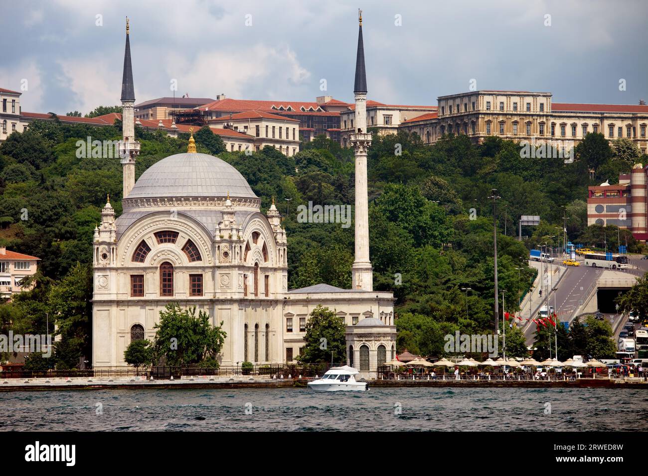 Dolmabahce Mosque Baroque style architecture, view from the Bosphorus ...