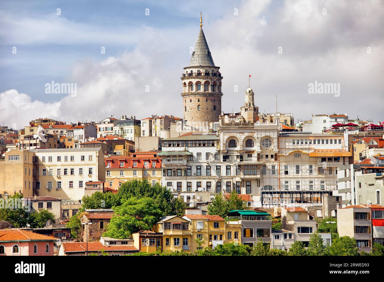 Istanbul cityscape in Turkey with Galata Tower, 14th-century city ...