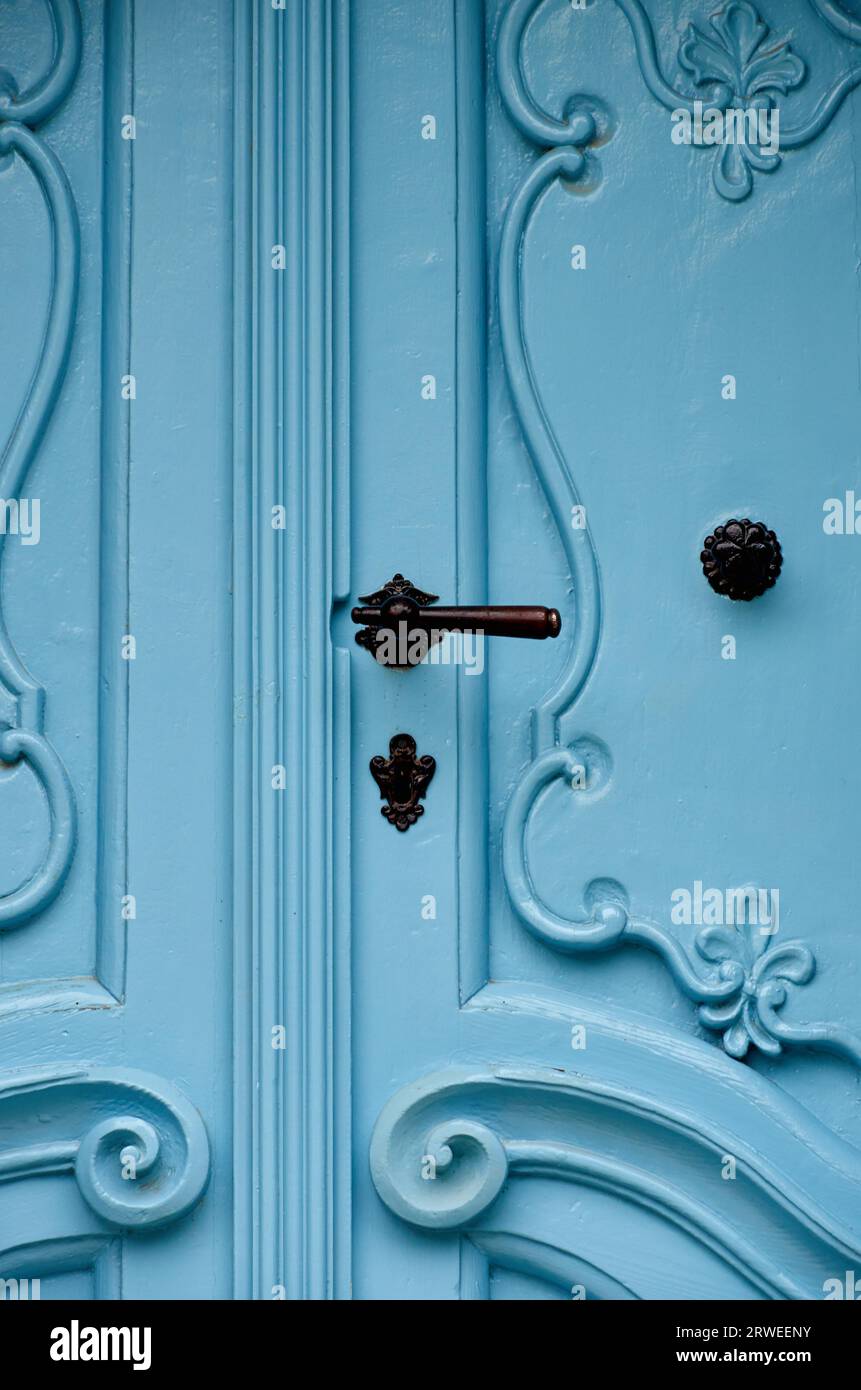 Old historic blue wooden door Stock Photo - Alamy