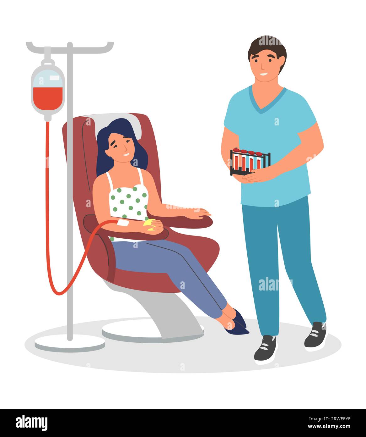 Woman blood donor giving donation in hospital Stock Vector Image & Art ...