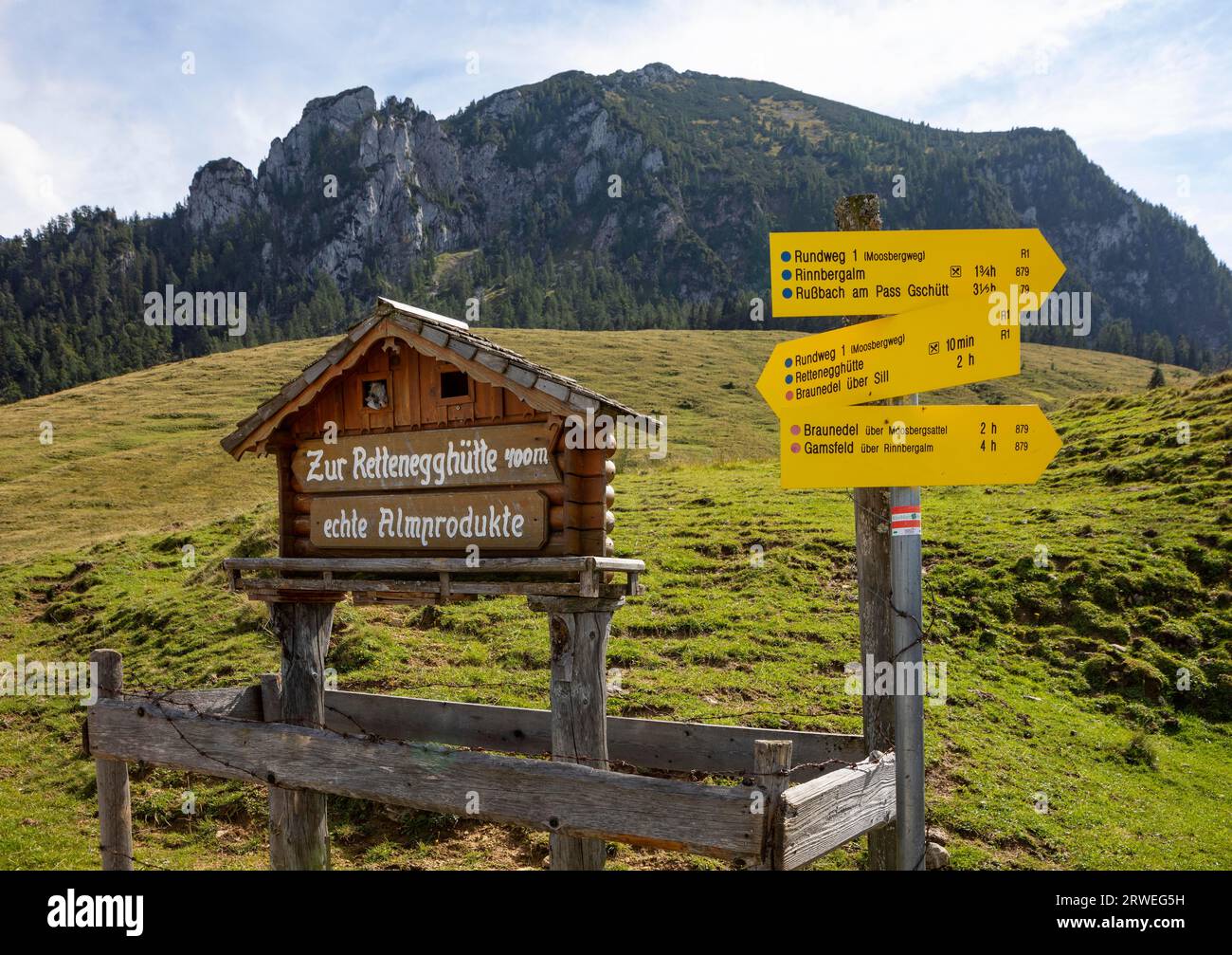 Route description on the hiking trail, Postalm, Osterhorngruppe ...