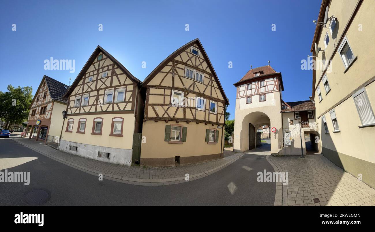 The Upper Gate, half-timbered houses, old town, centre, Romantic Road ...