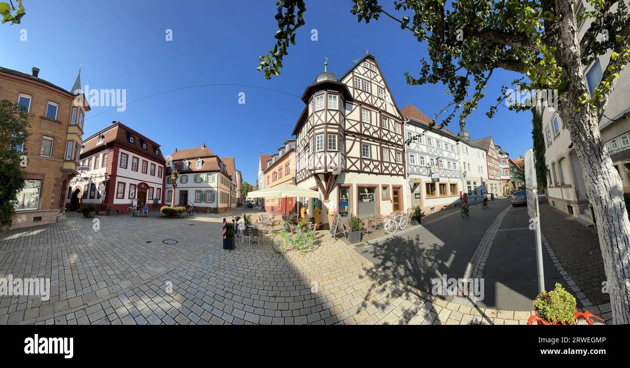 Half-timbered houses, old town, centre, Romantic Road, Tauber Valley ...