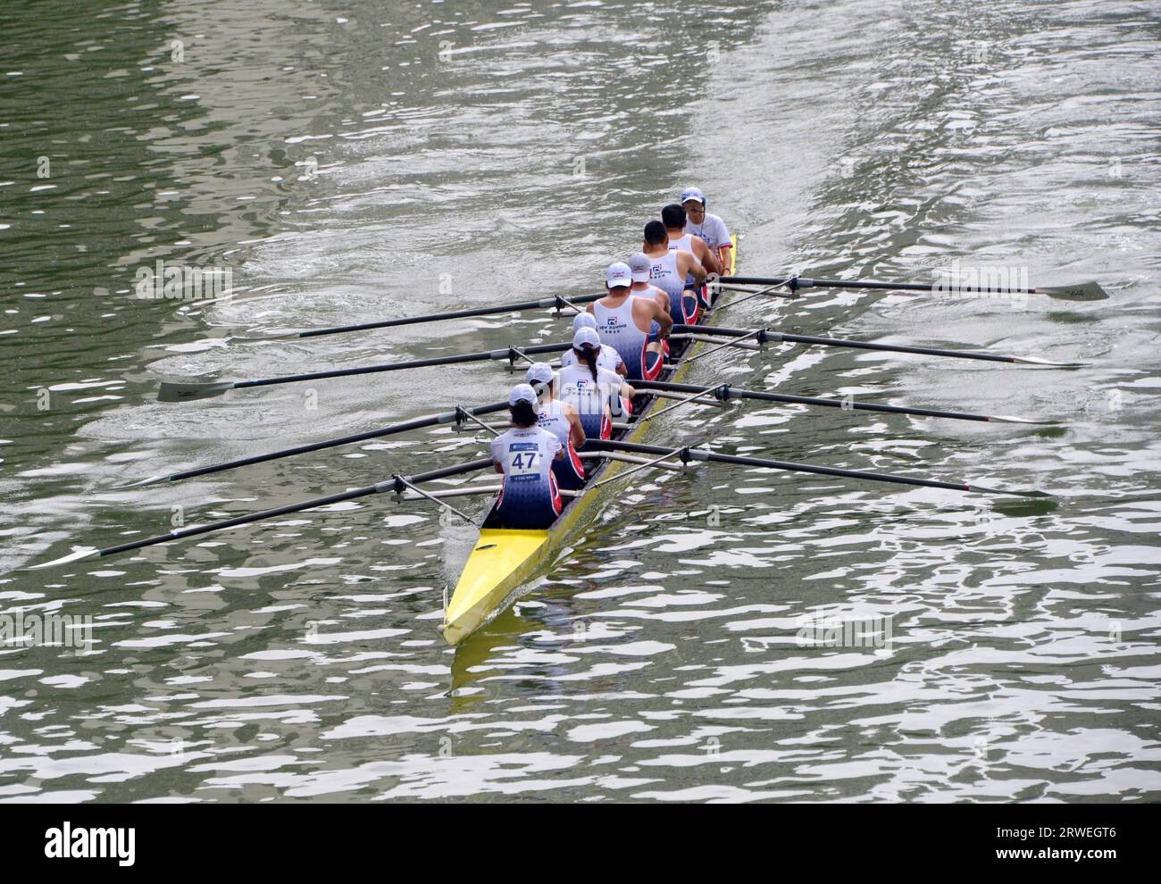 Aerial photo shows players competing at the 2023 Head of Shanghai River ...