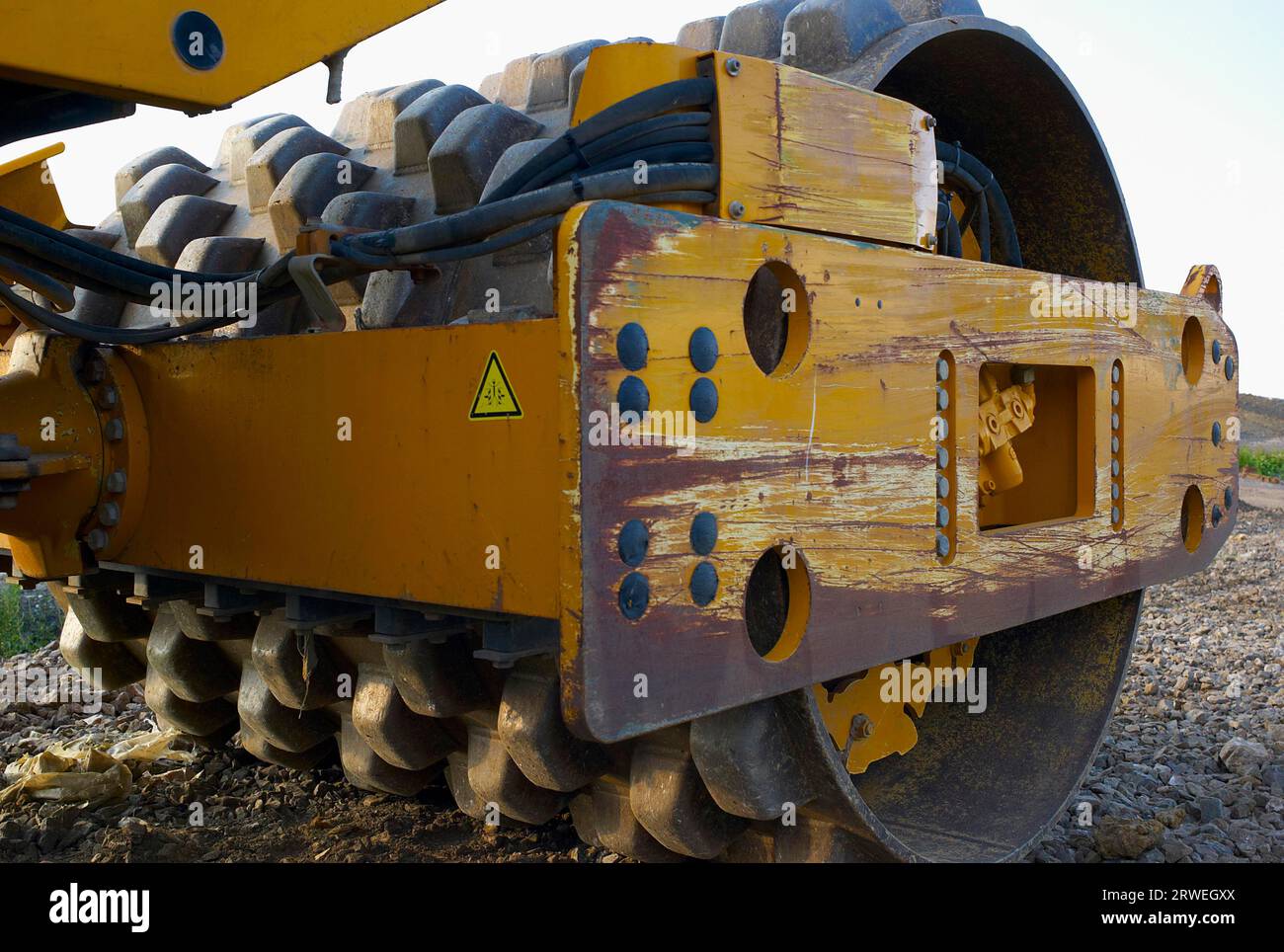 Front roller Landfill vehicle (single drum compactor Stock Photo - Alamy