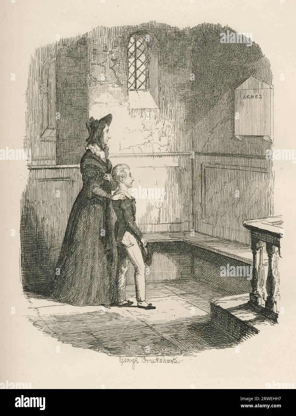 Rose Maylie and Oliver. 19th century illustration from Charles Dickens ...