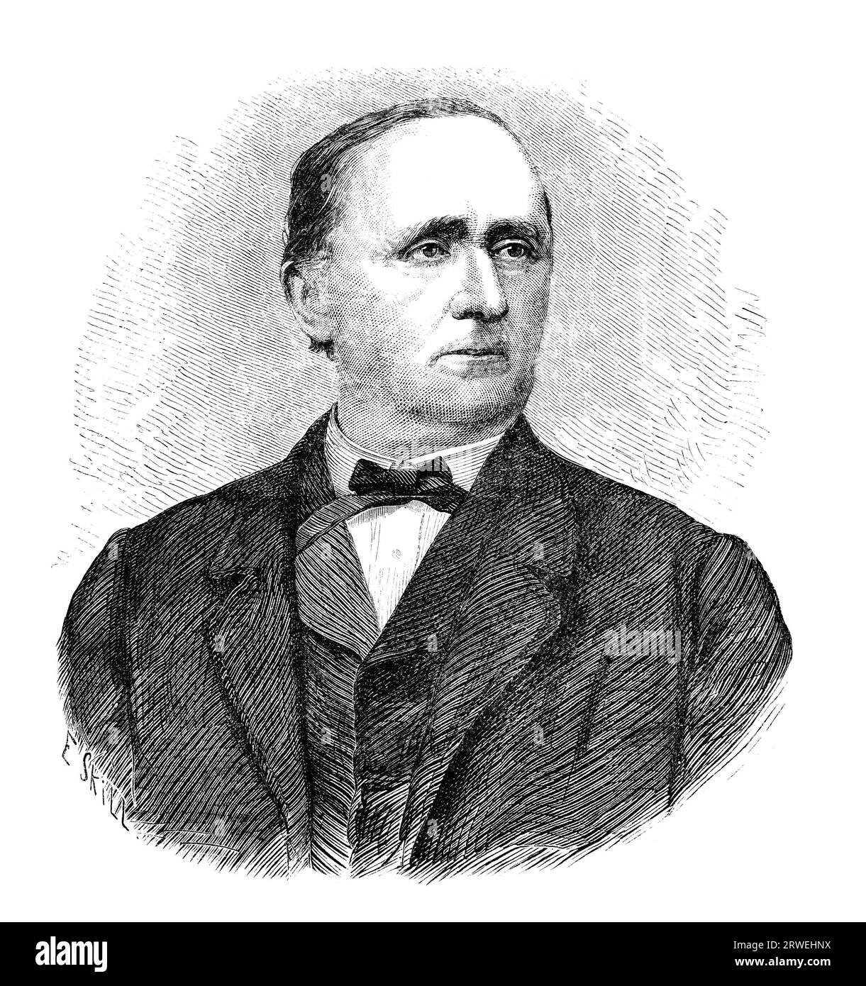 Olof Strandberg (1816-1882), Swedish opera singer tenor. Old engraving ...