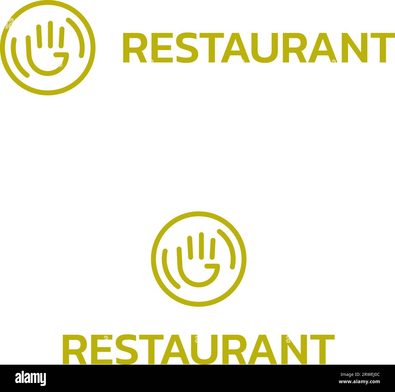 Restaurant text with welcoming hands and plate logo Stock Vector Image ...