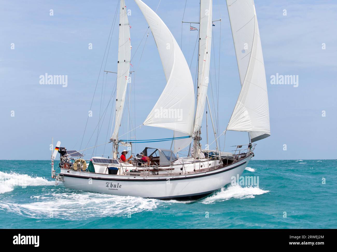 Ocean-going yacht in 6-force winds under full sail in the Indian Ocean ...