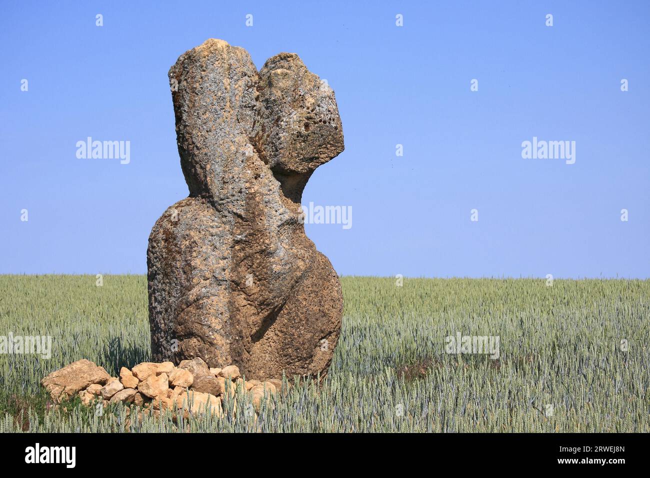 Art in nature, sculpture in Wellingen-Buedingen in Saarland, background ...