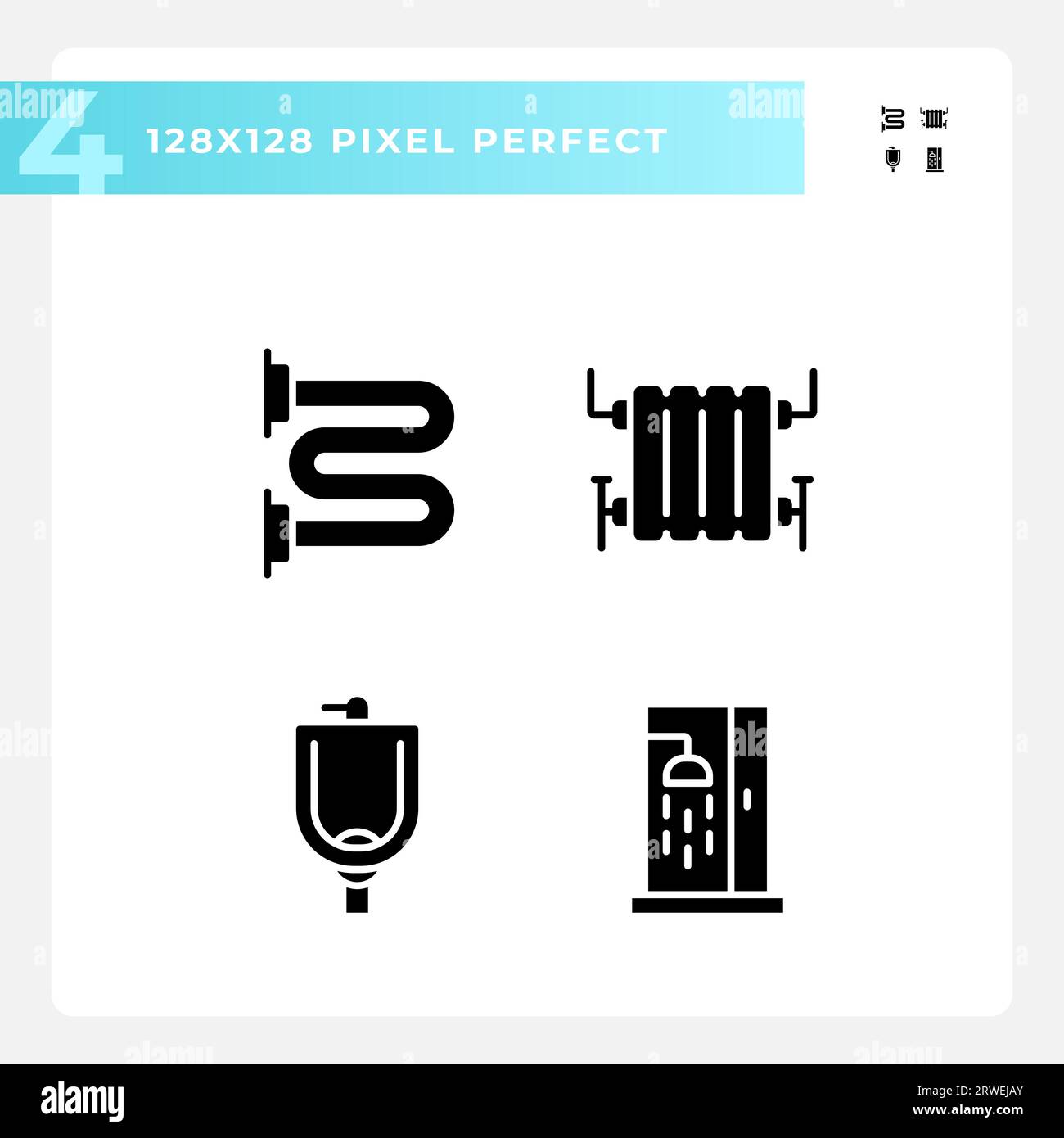 2D pixel perfect glyph style plumbing icons Stock Vector Image & Art ...