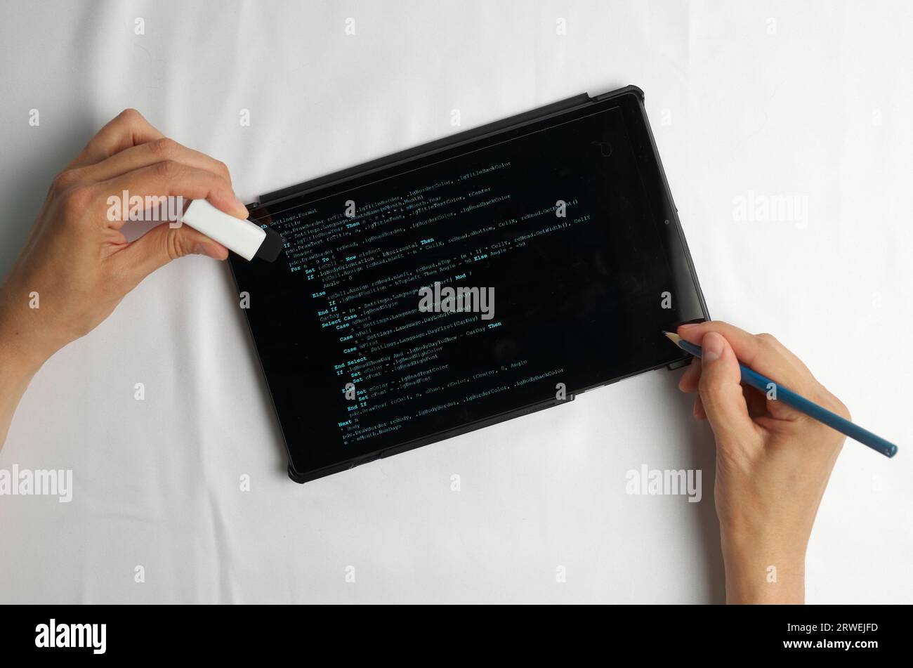Programming and coding concept. Code generation: listing screen and two ... Programming and coding concept. Code generation: listing screen and two ...