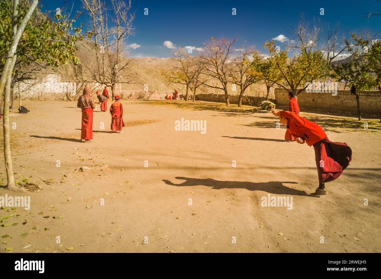 Hemis, Ladakh, circa November 2011: Photo of monks playing cricket at ...