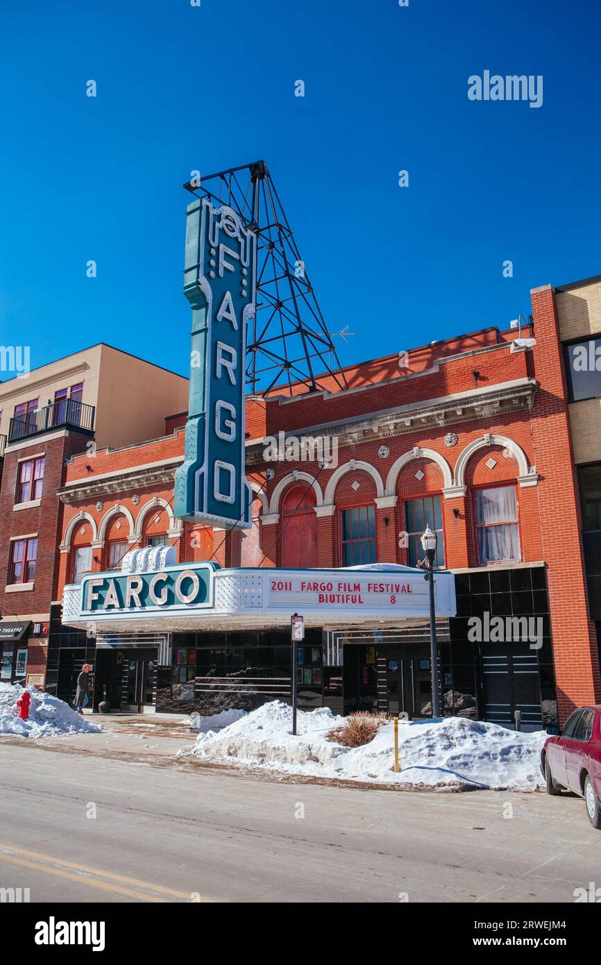 Fargo, USA, March 6, Fargo theater on a cold spring day on March 6th ...