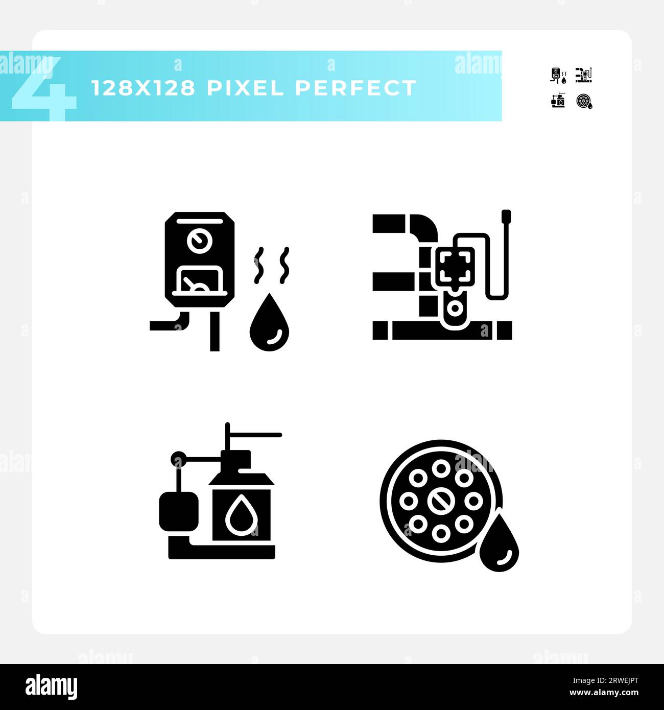 2D glyph style plumbing icons collection Stock Vector Image & Art - Alamy