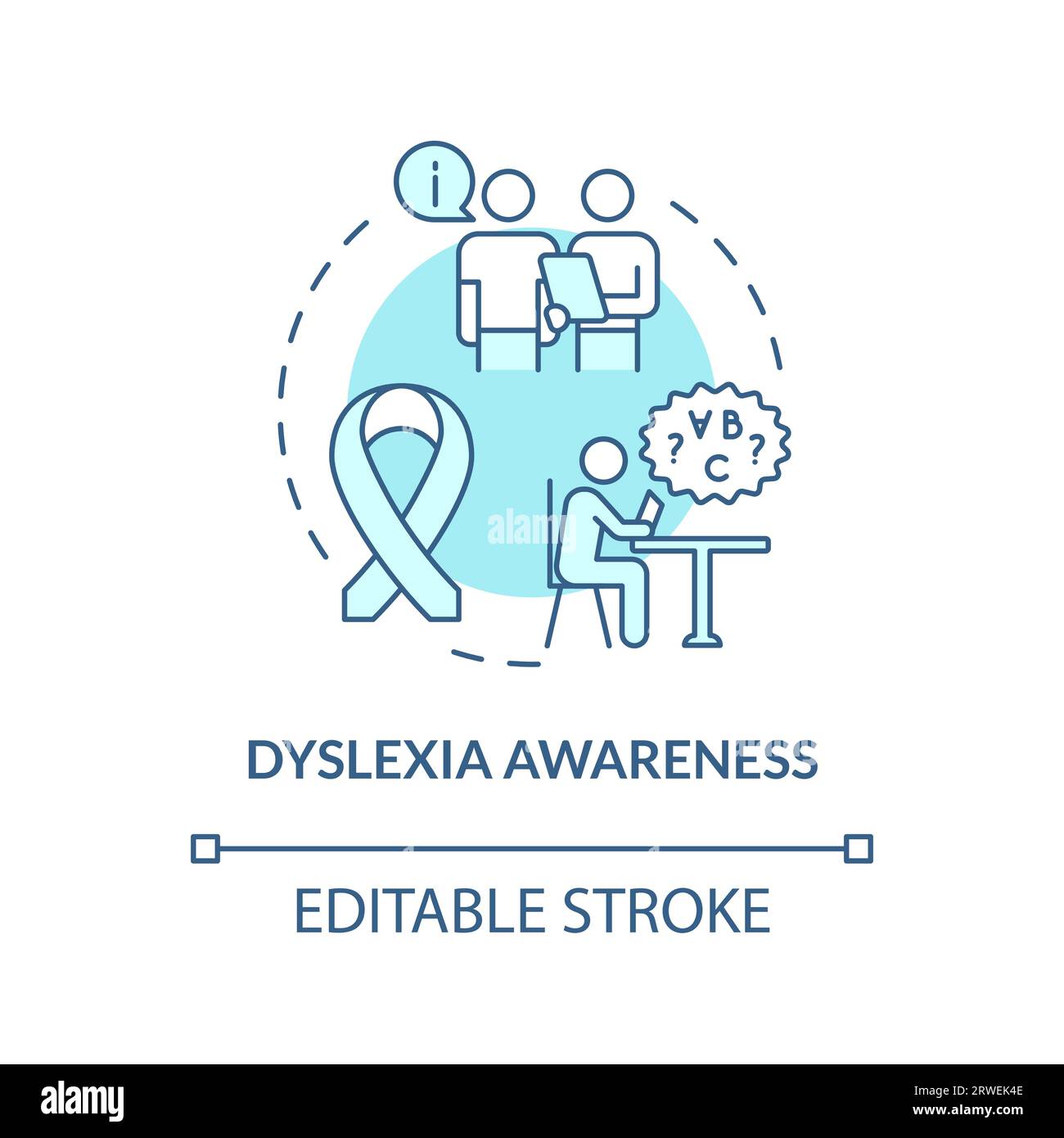 2d Blue Line Icon Dyslexia Awareness Concept Stock Vector Image And Art