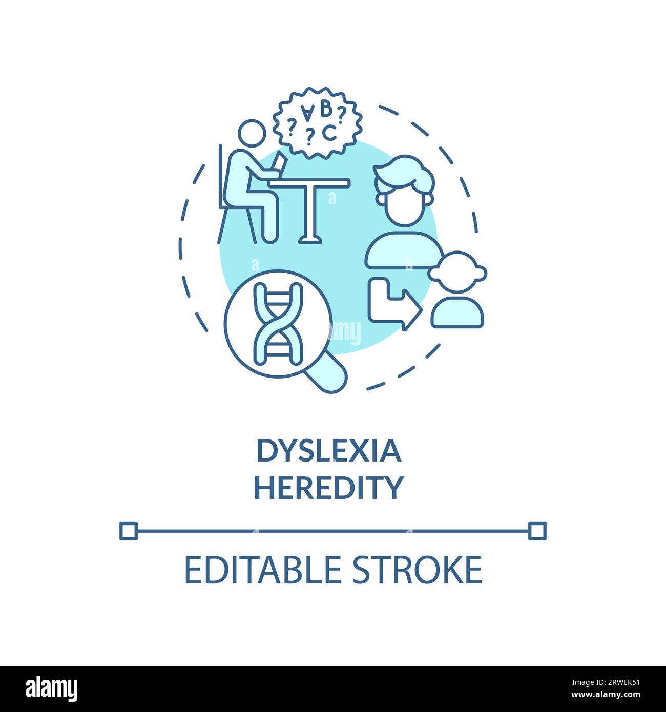 2d Blue Line Icon Dyslexia Heredity Concept Stock Vector Image And Art