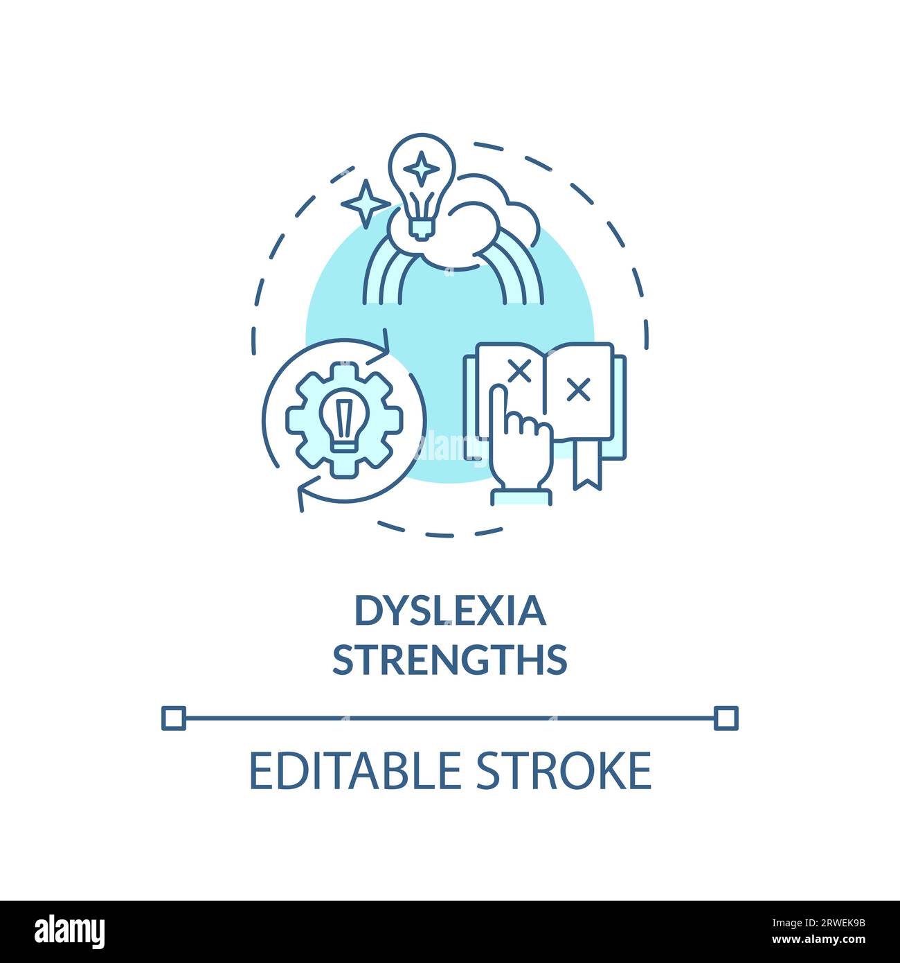 2d Blue Line Icon Dyslexia Strengths Concept Stock Vector Image And Art