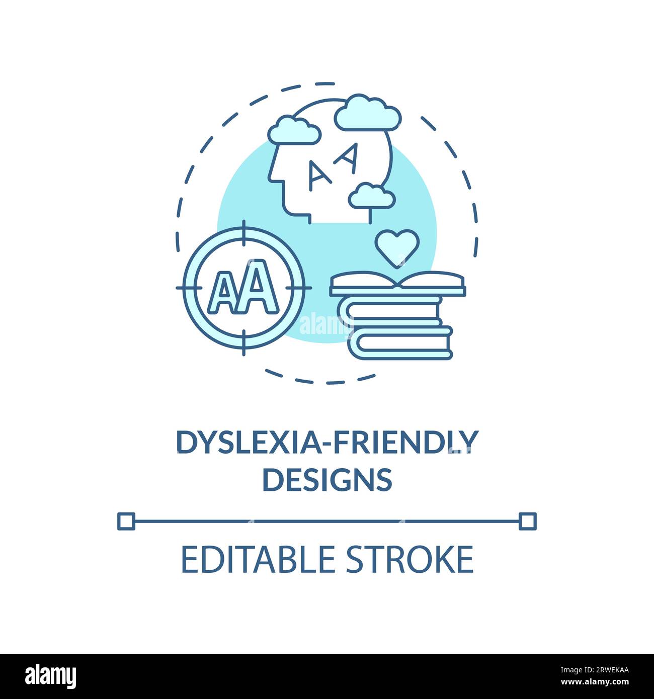 2d Blue Line Icon Dyslexia Friendly Designs Concept Stock Vector Image