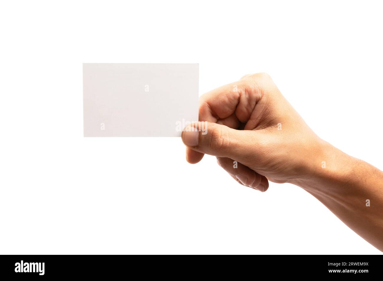 Black male hand holding a blank business card isolated no background ...