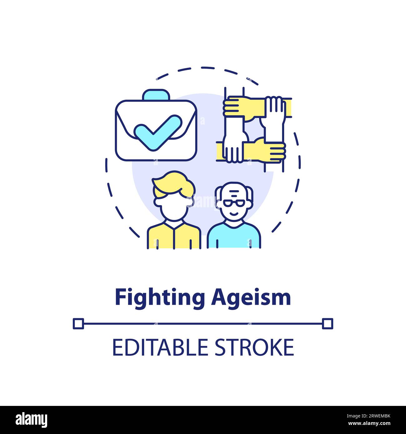 2D customizable fighting ageism line icon concept Stock Vector Image ...