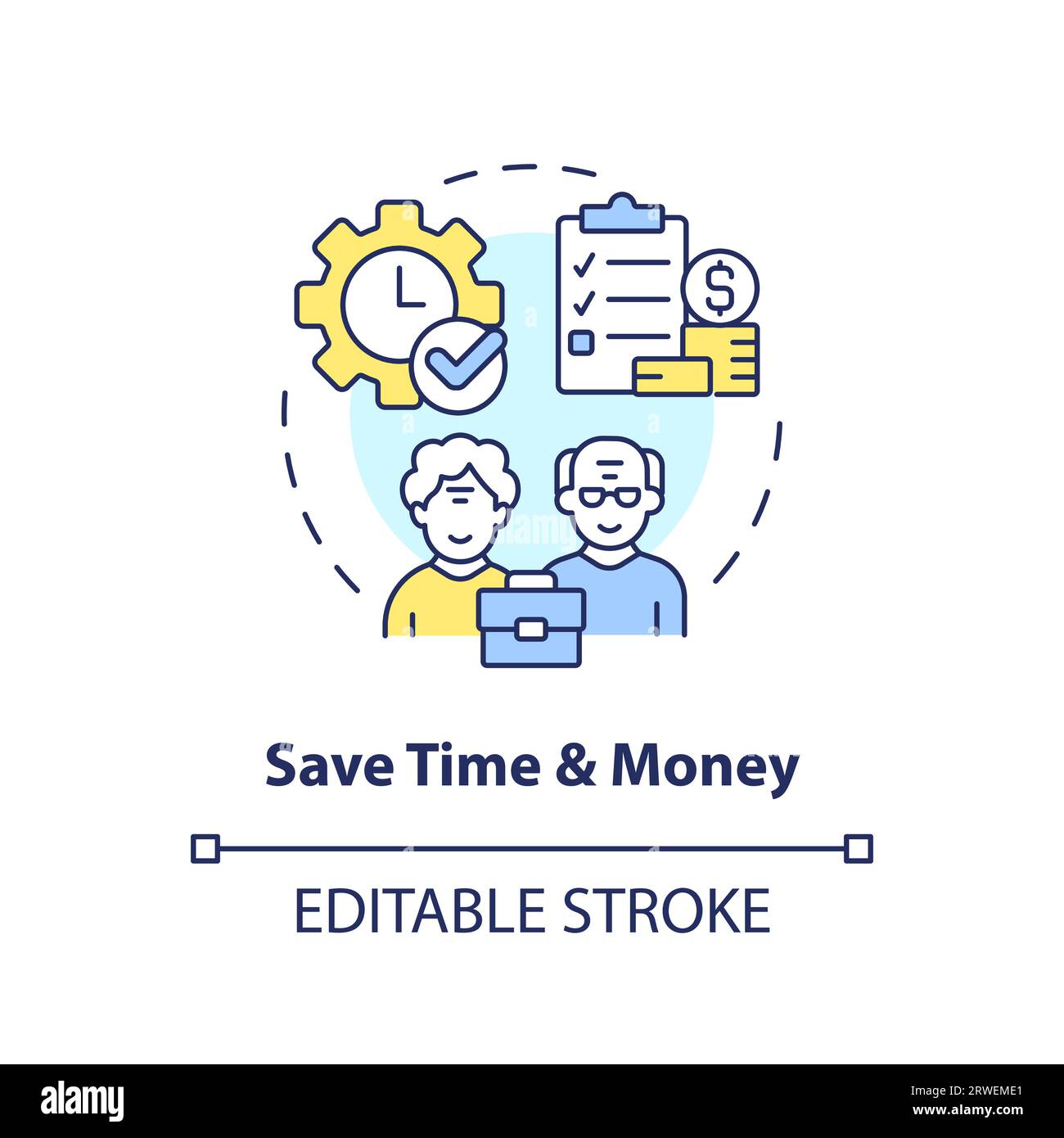 2D customizable save time and money line icon concept Stock Vector ...