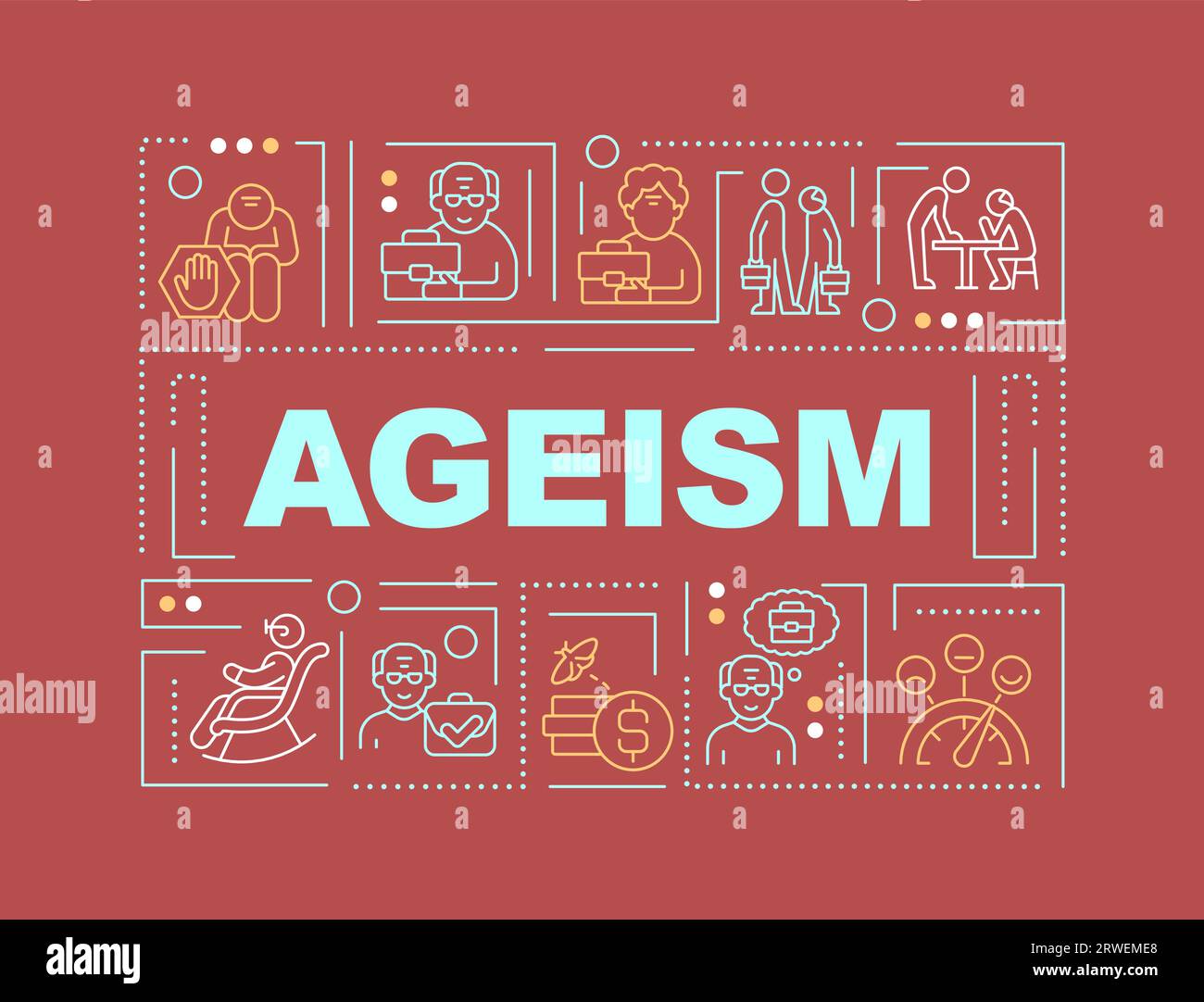 Ageism text with multicolor thin line icons Stock Vector Image & Art ...
