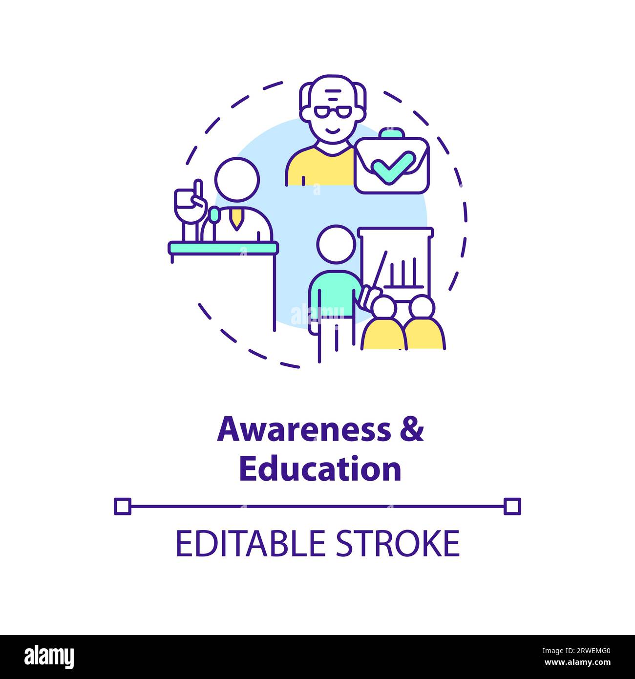 2D awareness and education line icon concept Stock Vector Image & Art ...