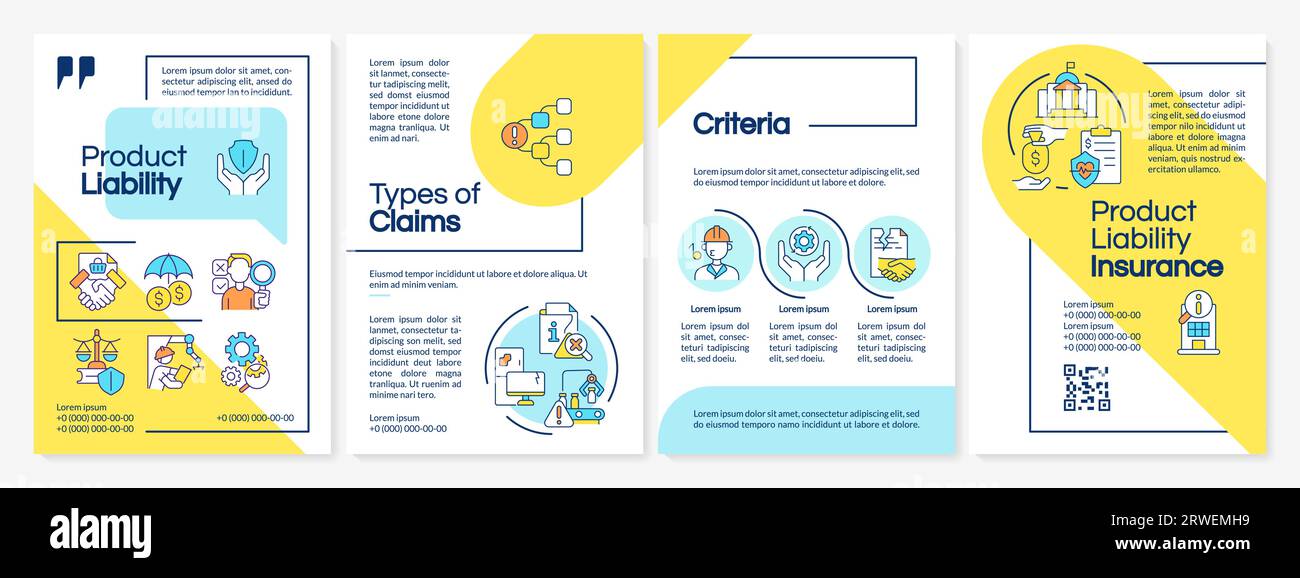 2D brochure with product liability linear icons Stock Vector Image ...