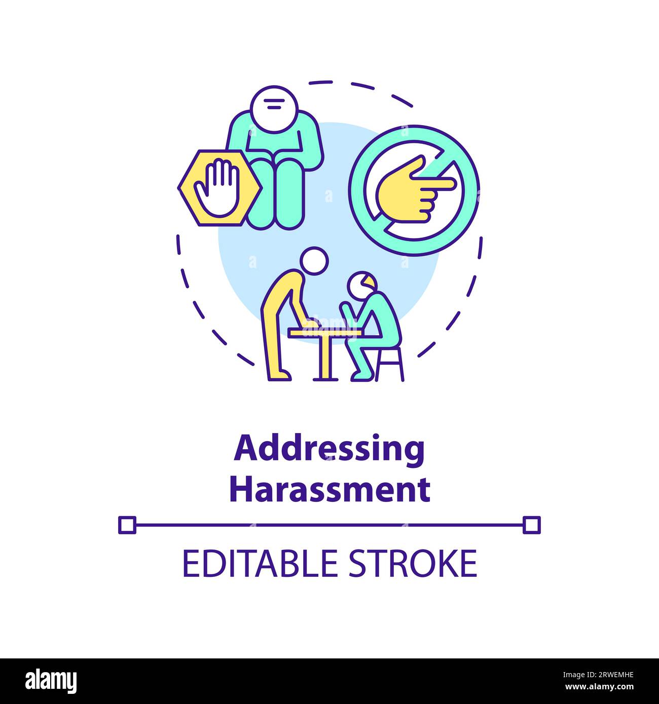 2D customizable addressing harassment line icon concept Stock Vector ...