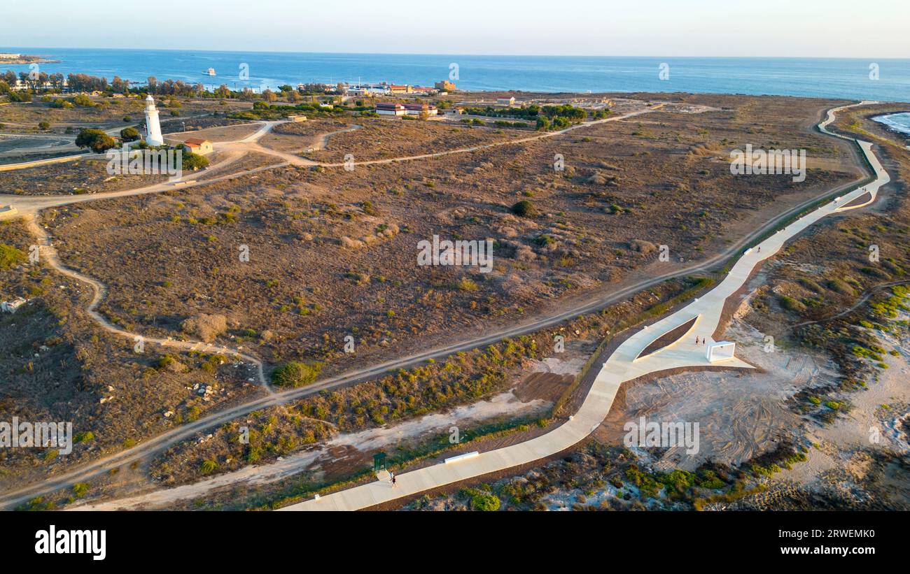 Aerial view of the newly completed Paphos Coastal path which links ...