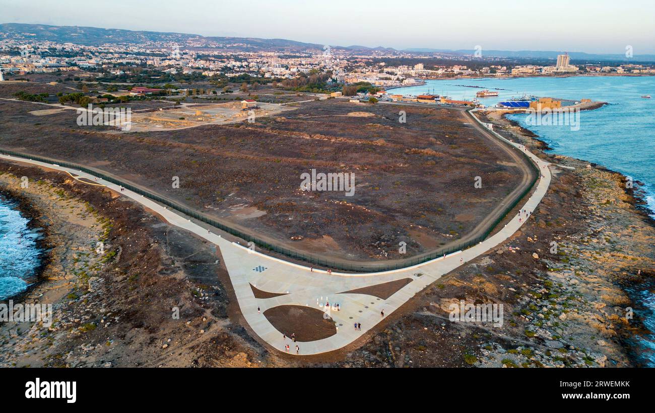 Aerial view of the newly completed Paphos Coastal path which links ...