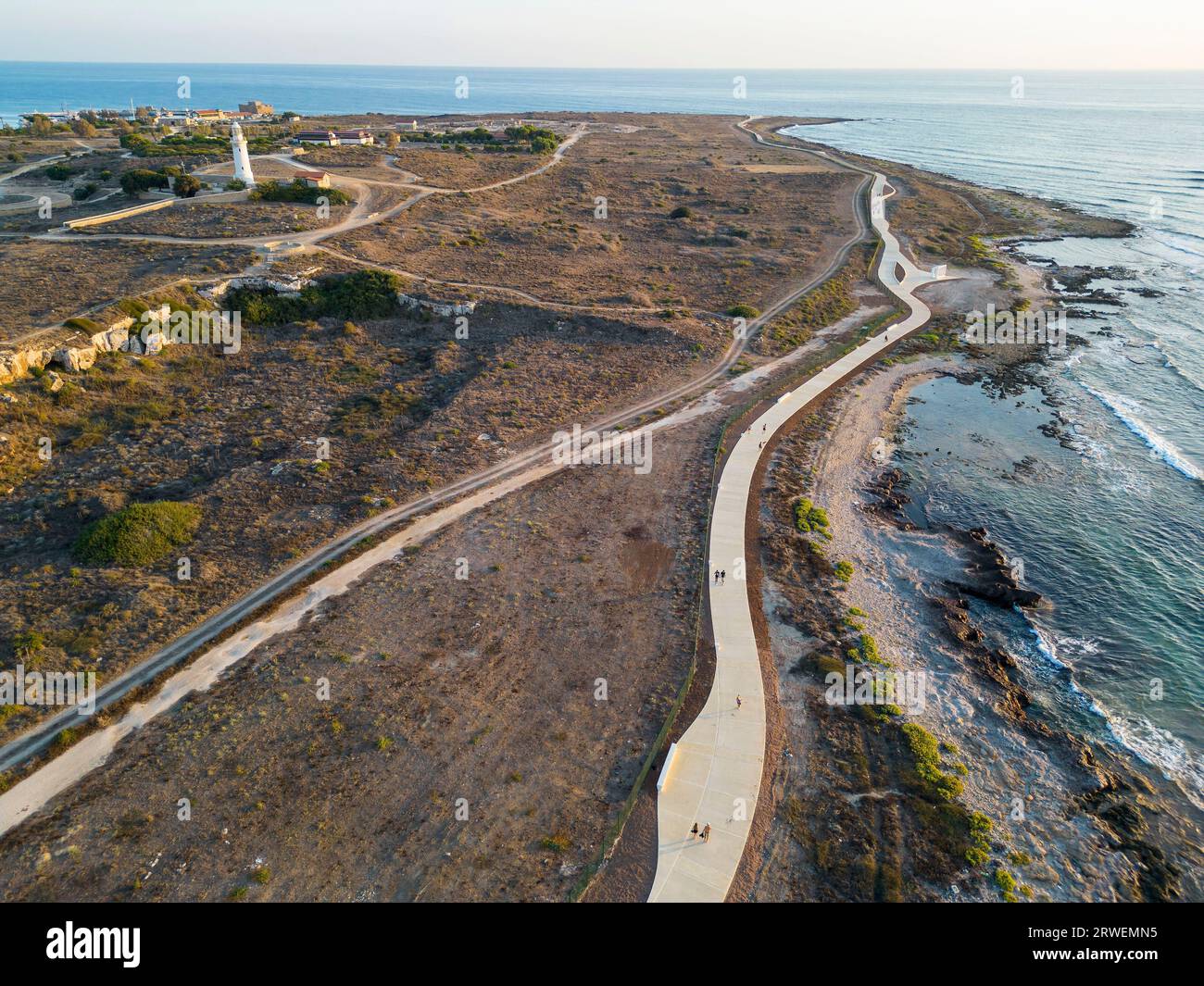 Aerial view of the newly completed Paphos Coastal path which links ...