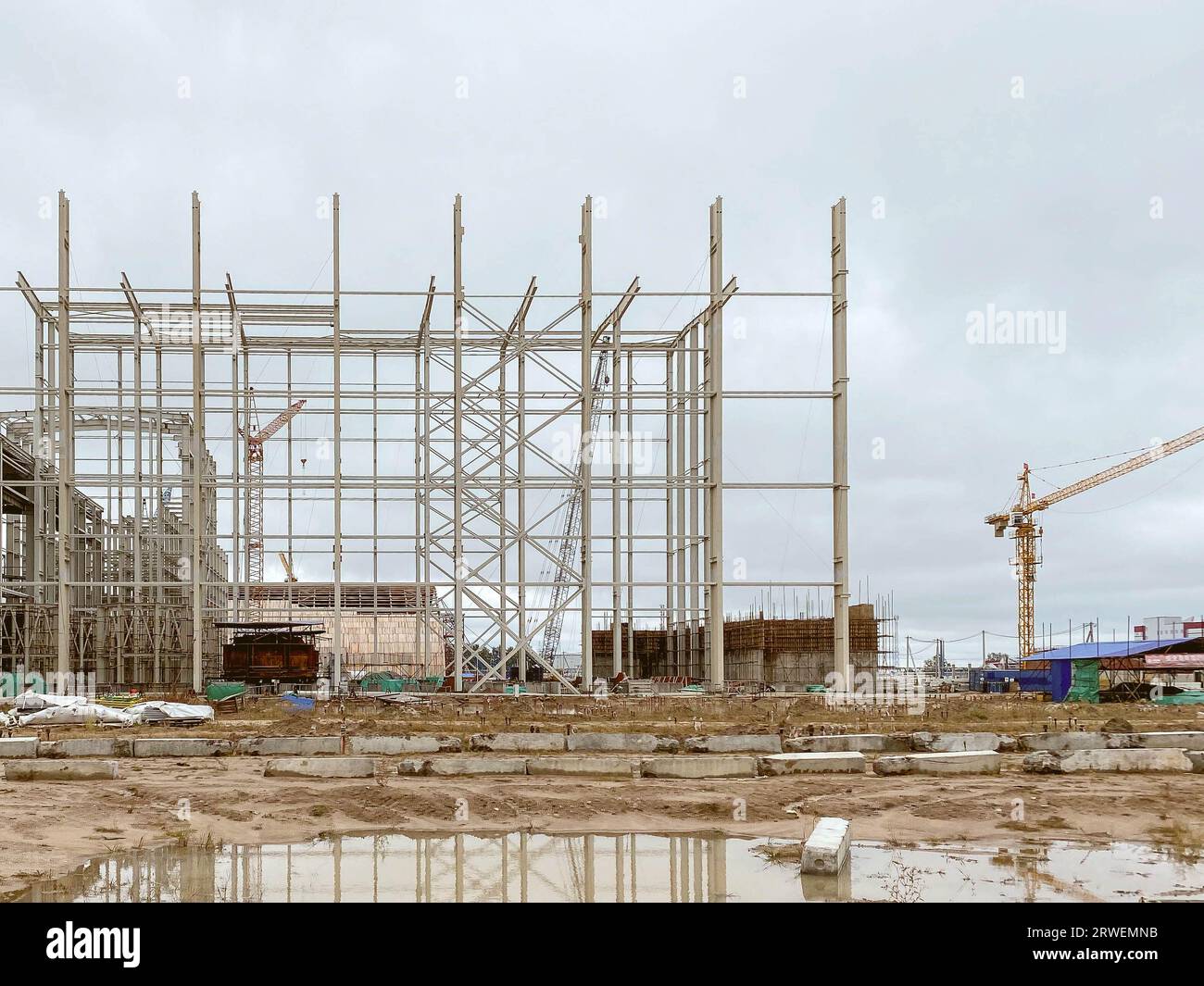 metal warehouse for storage of building materials. a large warehouse ...