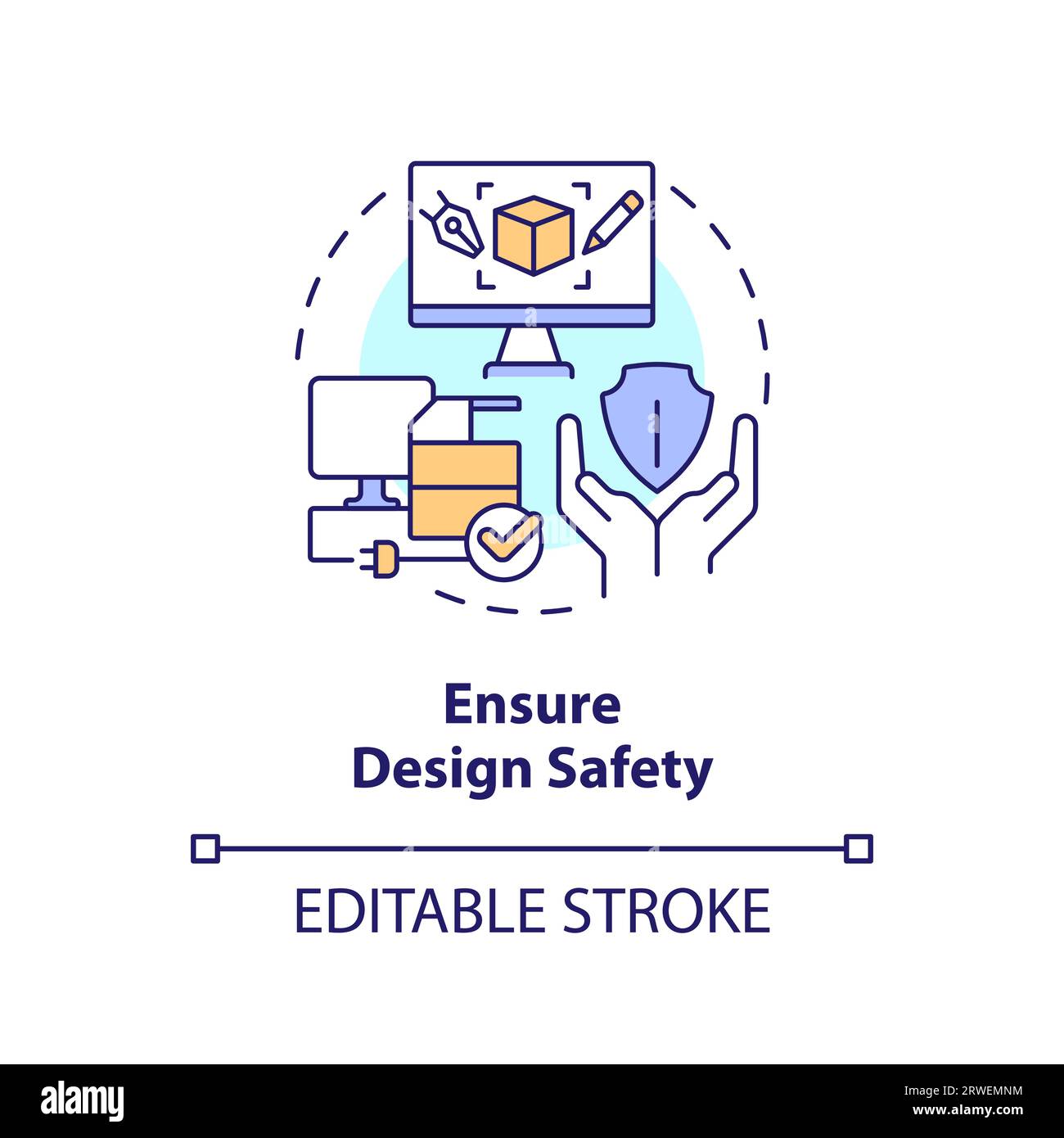 2D customizable ensure design safety line icon concept Stock Vector ...