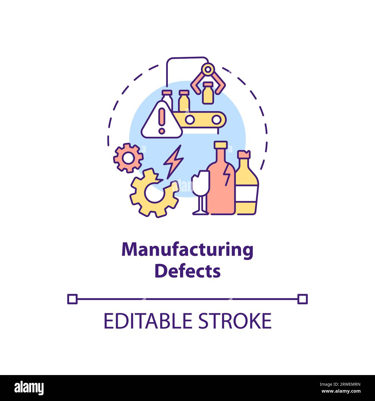2d Customizable Manufacturing Defects Line Icon Concept Stock Vector