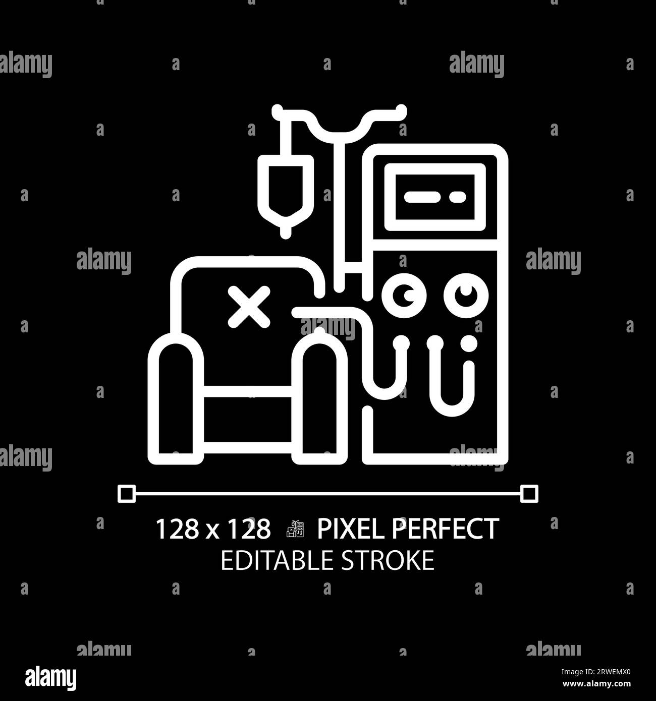 Dialysis machine pixel perfect white linear icon for dark theme Stock ...