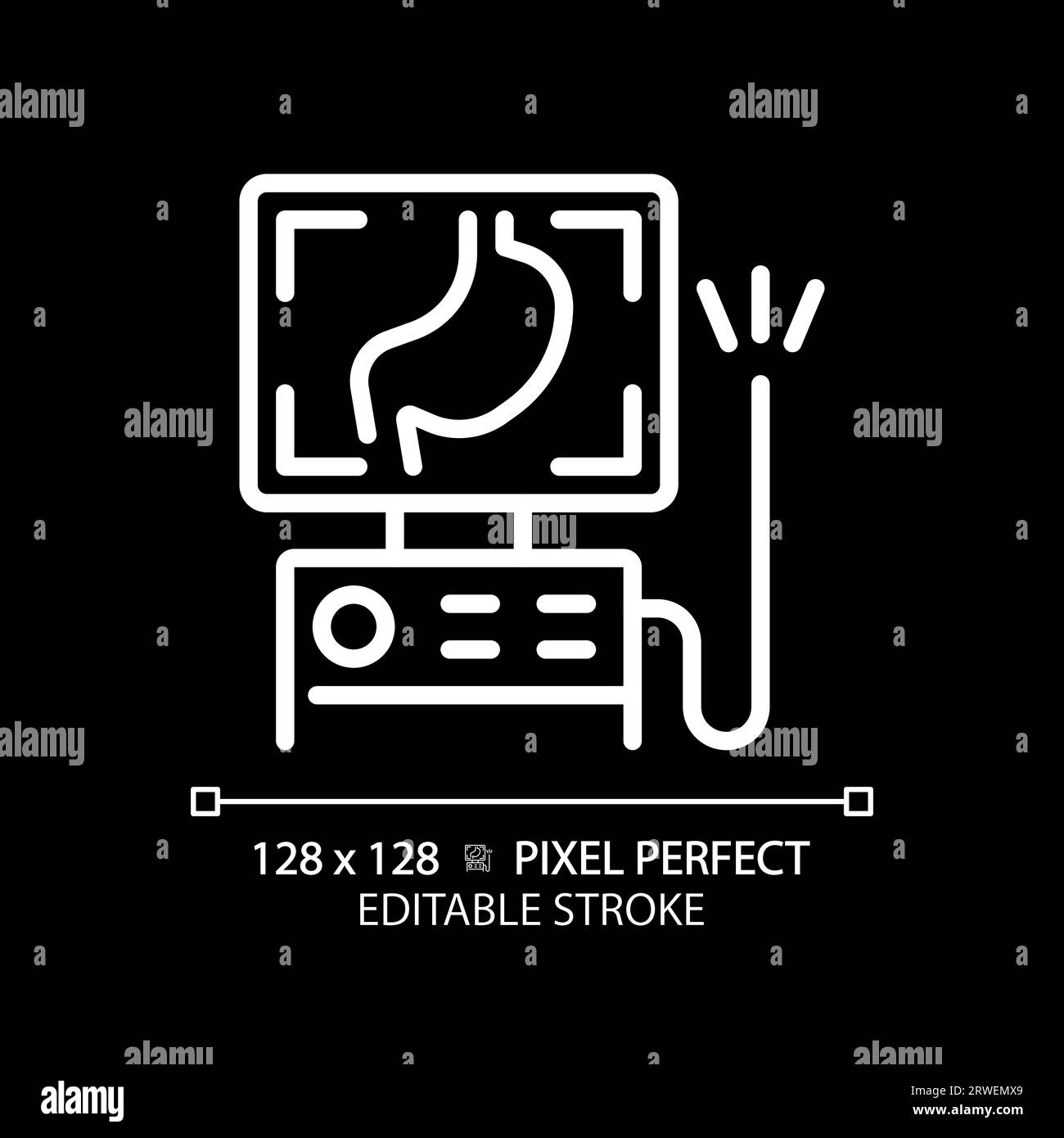 Endoscope pixel perfect white linear icon for dark theme Stock Vector ... Endoscope pixel perfect white linear icon for dark theme Stock Vector ...