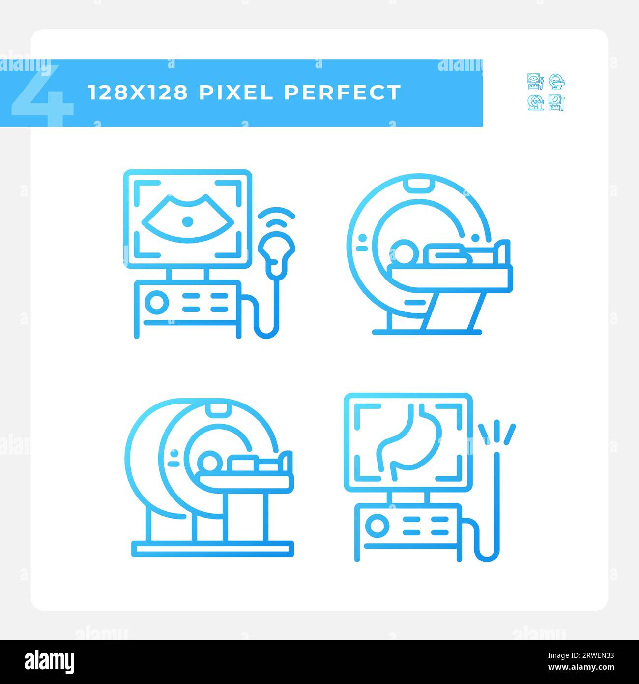 Medical imaging technology pixel perfect gradient linear vector icons set Stock Vector Image ...